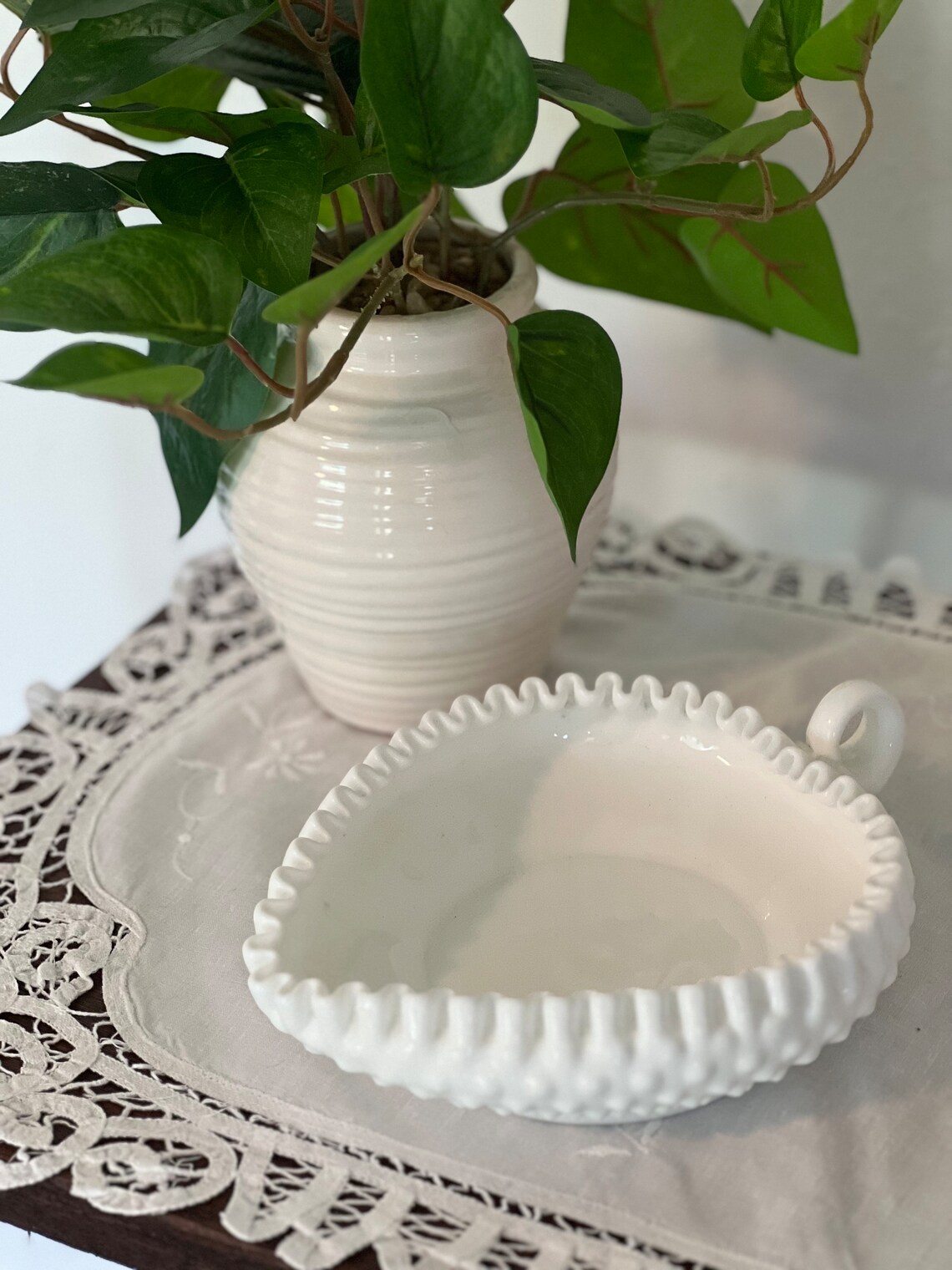 Fenton Hobnail Milk Glass Heart Shaped Nappy or Dish. Pre-logo 1950s - Etsy
