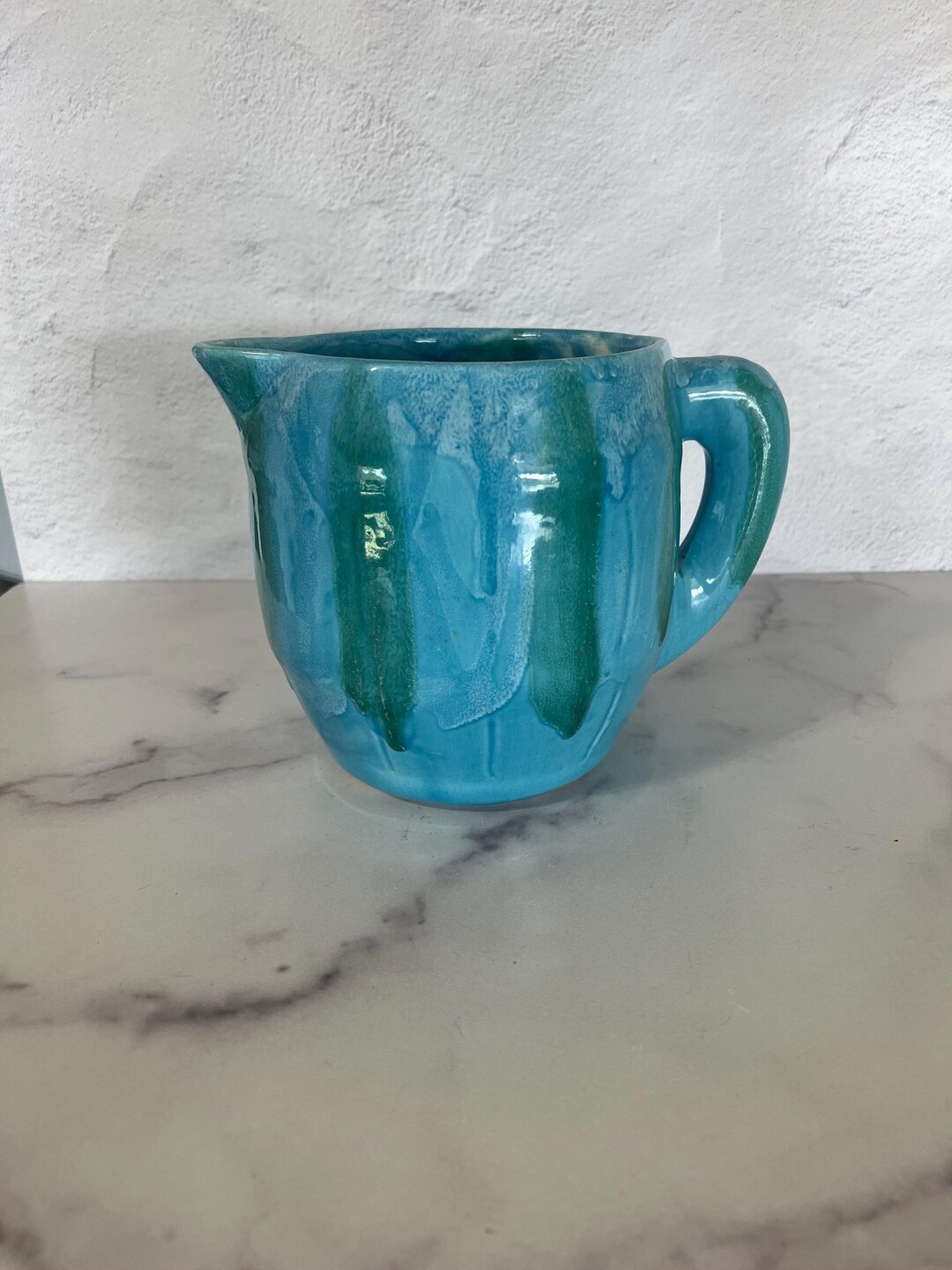 Vintage Hot Springs Pottery Jack Buck Blue Green Drip Pitcher 1960s - Etsy