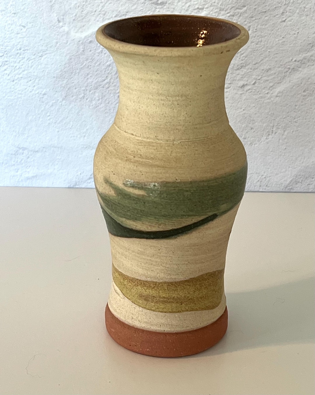 Vintage Madocrusa Studio Pottery Green Brown Swirl Vase Dominican ...