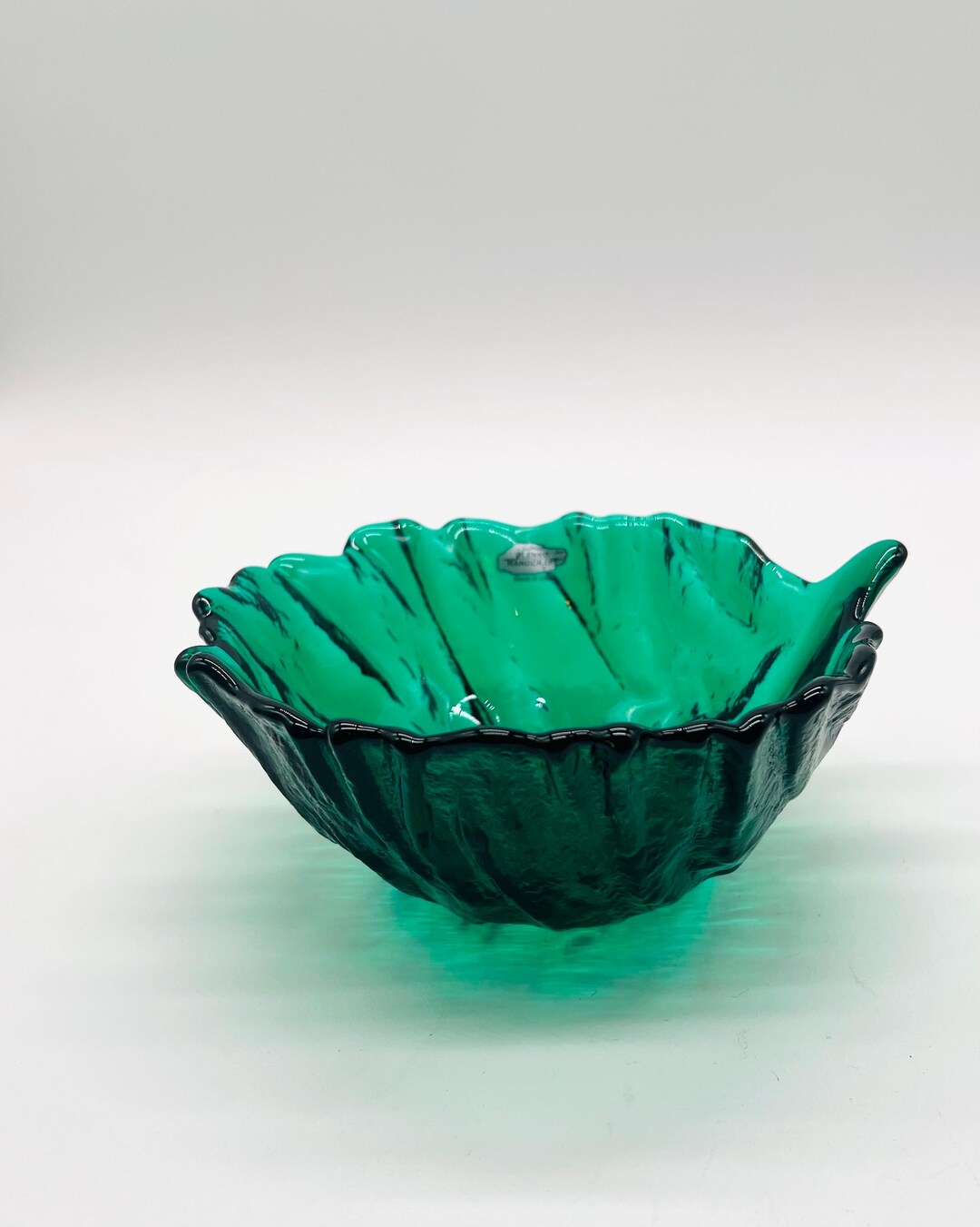 Blenko Glass Emerald 8385 6.5 Inch Leaf Bowl 1992 Original Label - Etsy