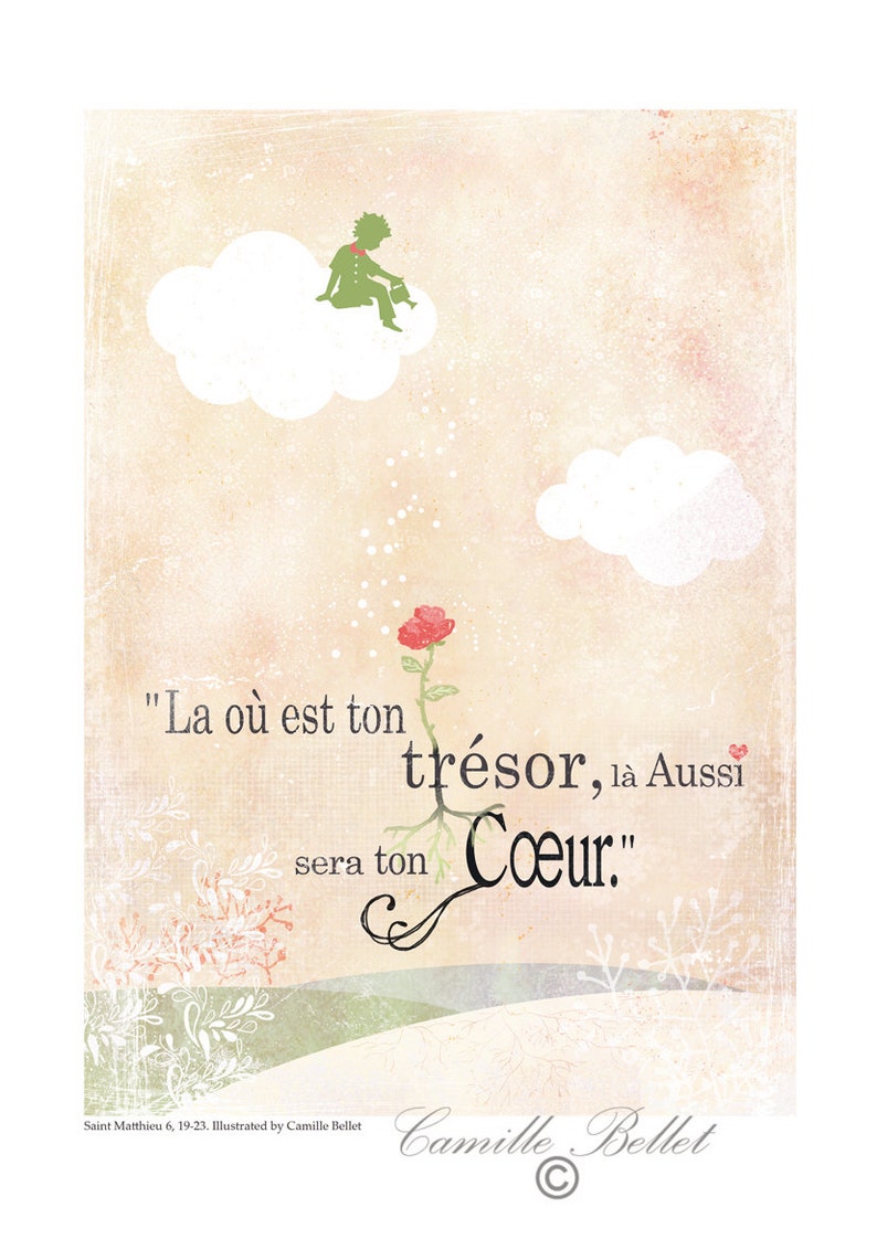 Bible Verse Art Print – French Quote, Saint Matthieu 19-23 (8.5x11) - Etsy