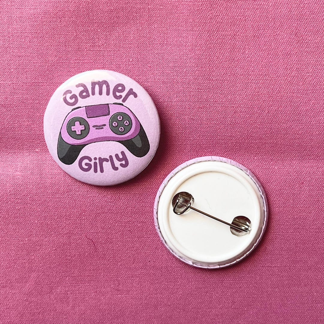 Gamer Girly Button | Cute Drawing - Etsy