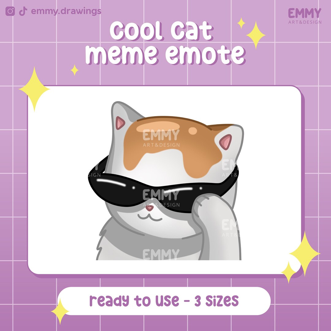 Cat Meme Emote | Youtube/twitch/discord/tiktok Emote | Cute Drawing - Etsy