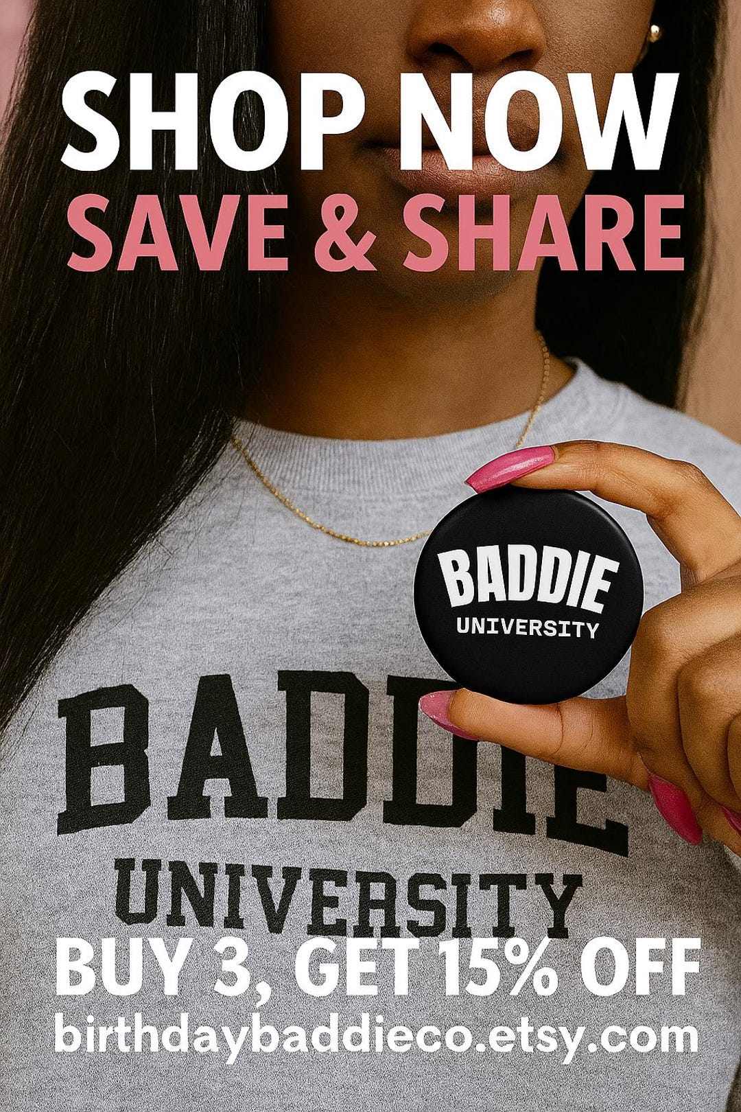 Baddie University Black and White Pin Button - Minimalist Cool With ...