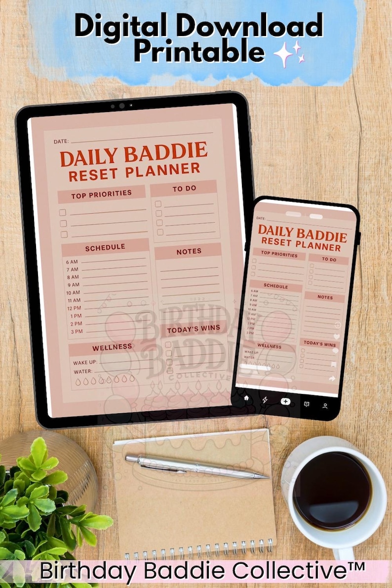 Daily Baddie Reset Planner Printable – Nude Aesthetic Daily Planner PDF ...