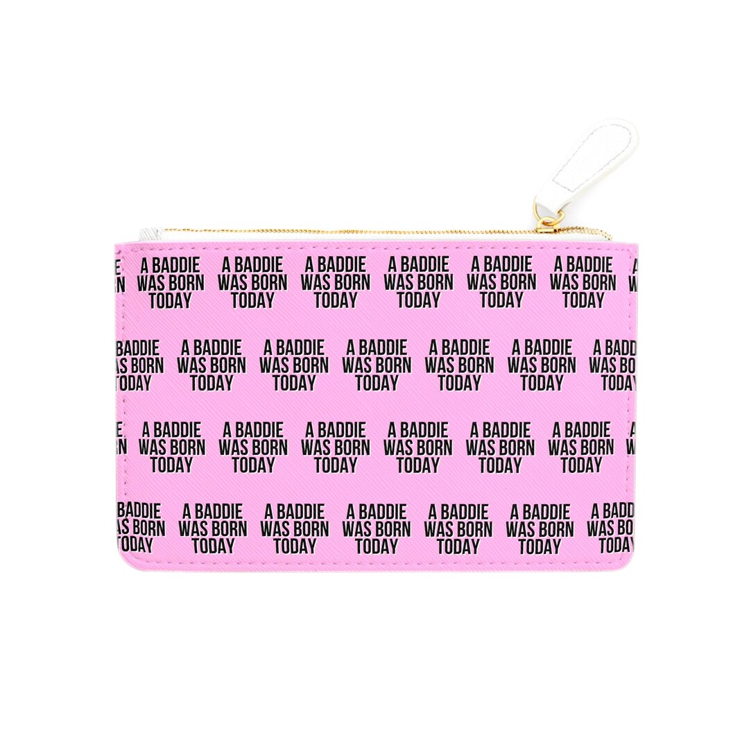 Pastel Pink Mini Clutch Bag - A Baddie Was Born Today All Over Print ...