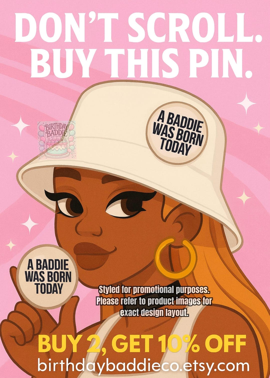 Birthday Pin Button – A Baddie Was Born Today in Nude Cream | Soft Glam ...