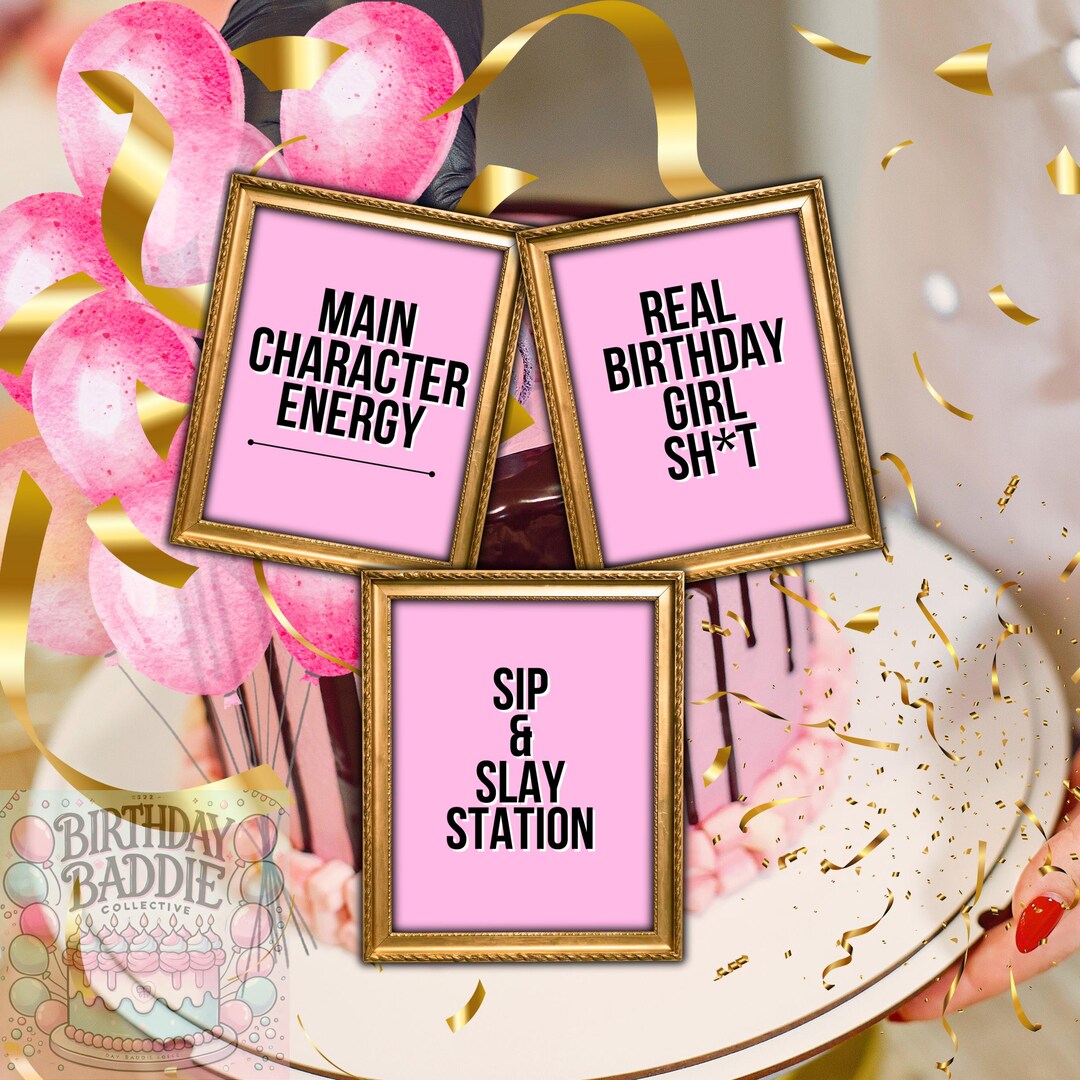 Baddie Birthday Sign Bundle – 6 Printable Wall Art Posters for Girls ...