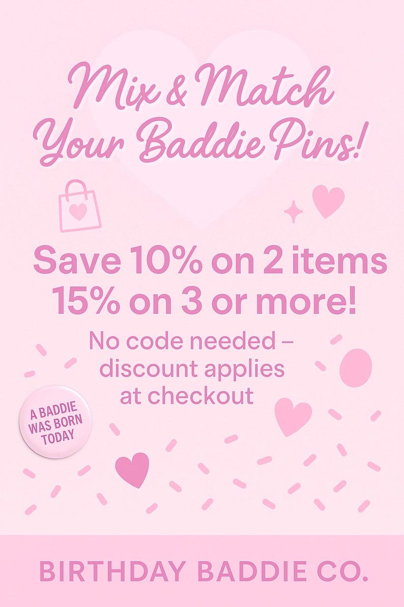 Dark Grey Baddie Birthday Pin – A Baddie Was Born Today Button, Edgy ...