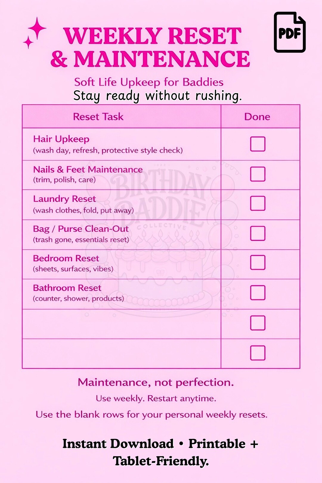 Weekly Reset & Maintenance Checklist – Soft Life Hygiene + Home Reset ...