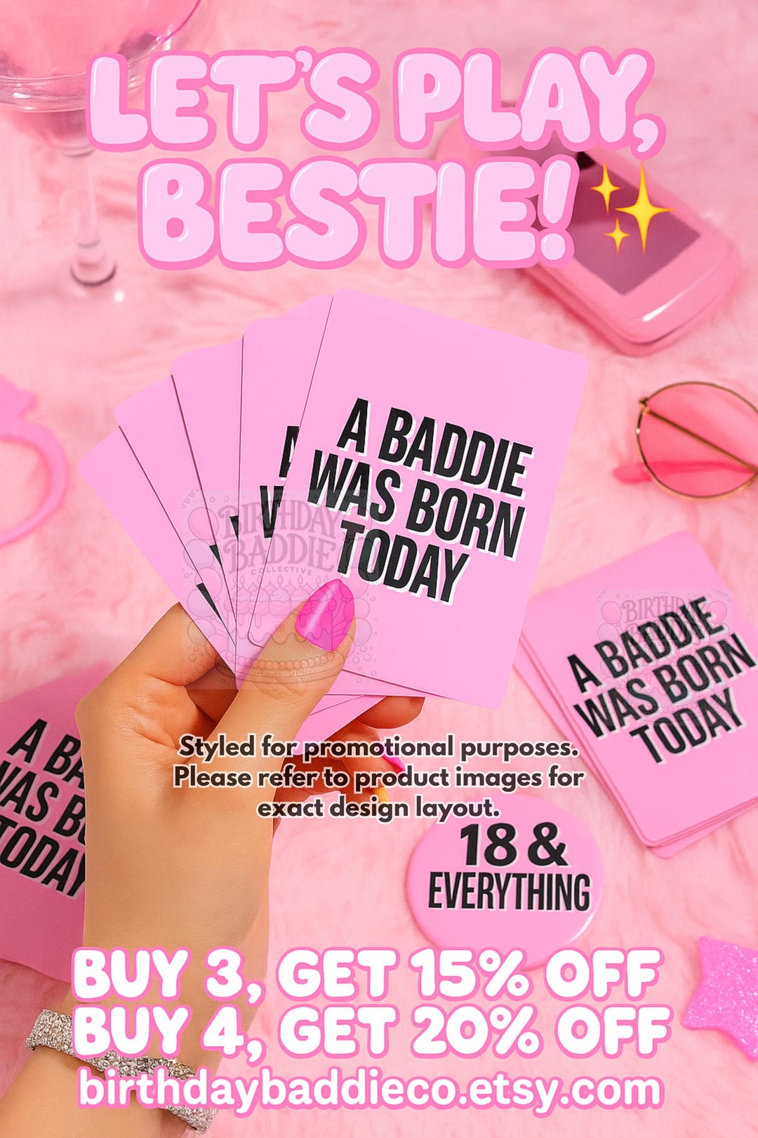 Pink Poker Cards Deck – A Baddie Was Born Today Playing Cards, Cute ...