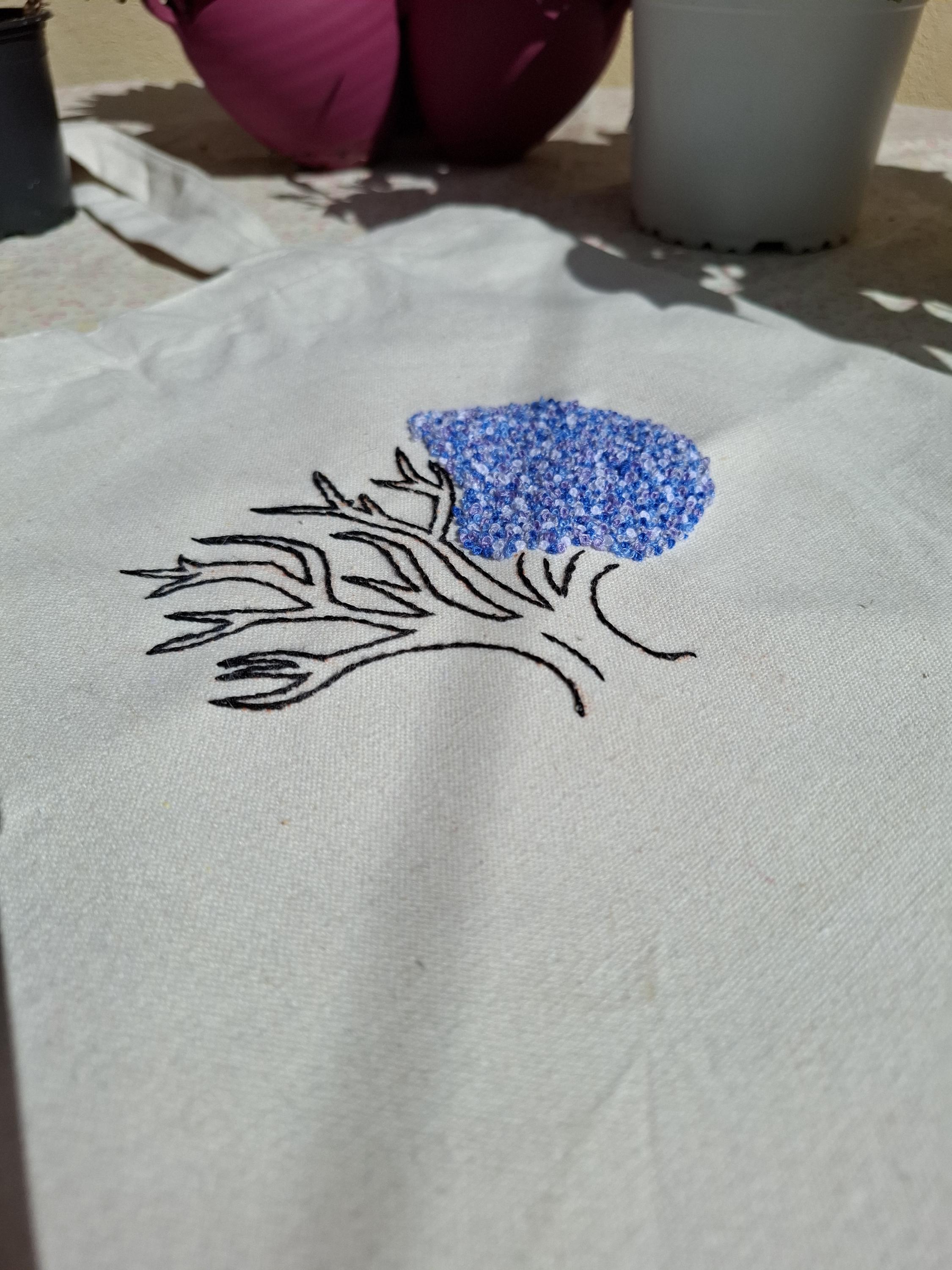 Authentic Custom Handmade Embroidered Blue Tree Totebag - Etsy