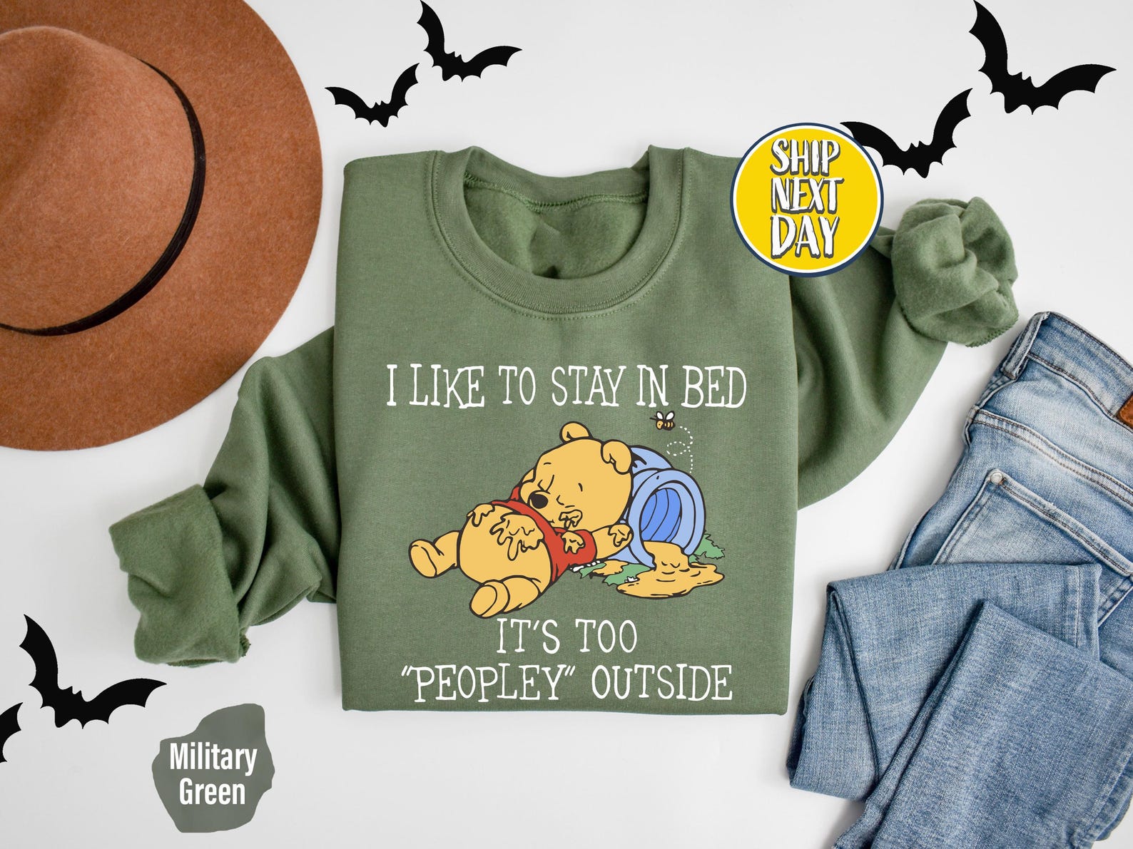 Free I Like to Stay in Bed Sweatshirt, Pooh Bear Shirts, Pooh Lovers ...