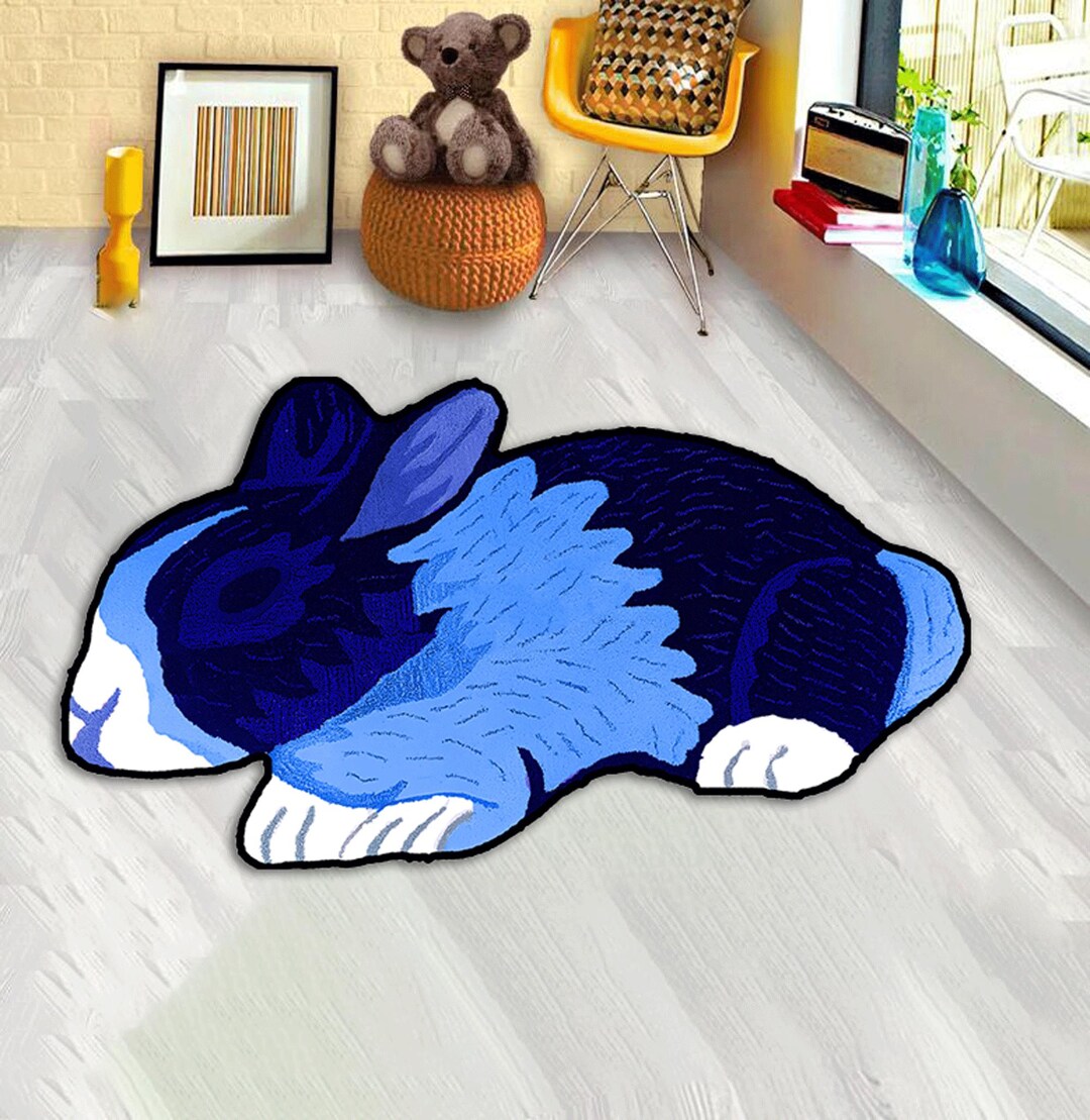 Blue Rabbit Rug, Red Rabbit Rug, Sleeping Rabbit, White Bunny Rug ...