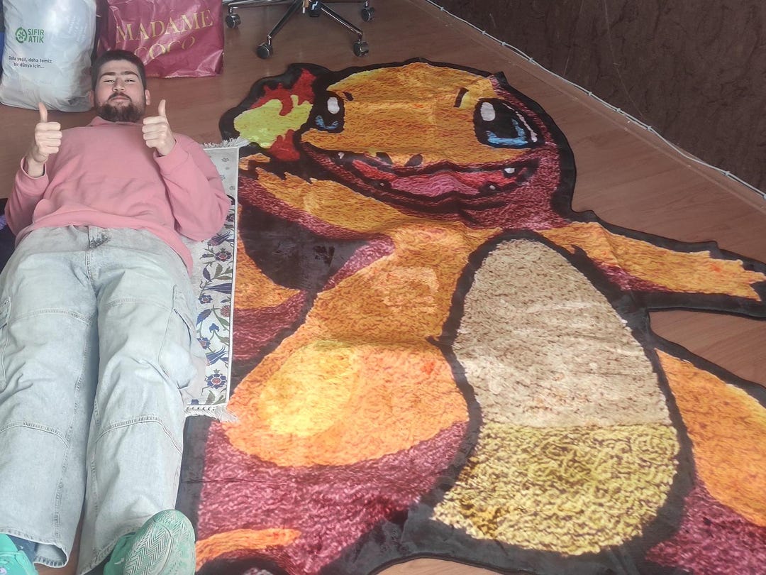 Charmander Rug: Washable Polyester Cartoon Rug - Etsy