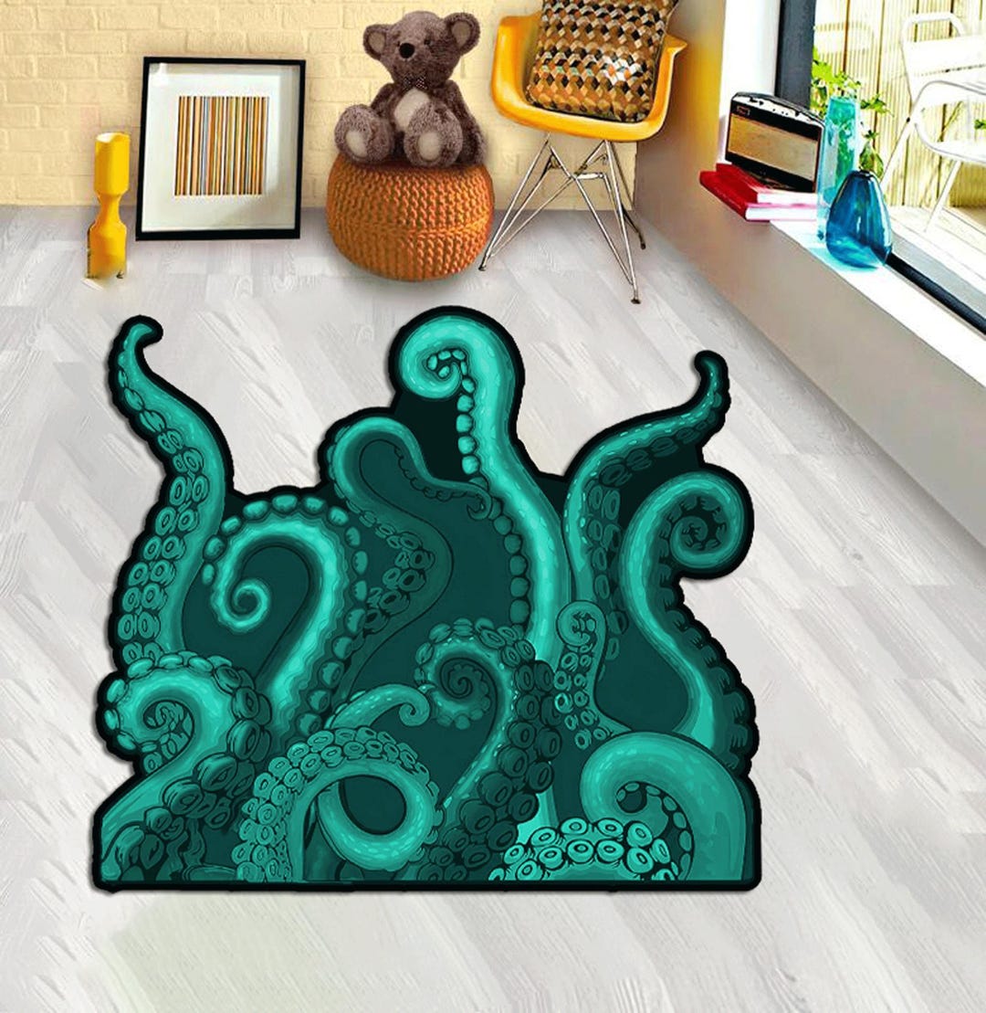 Octopus Rug,octopus Decor,purple Octopus,green Octopus,blue Octopus ...