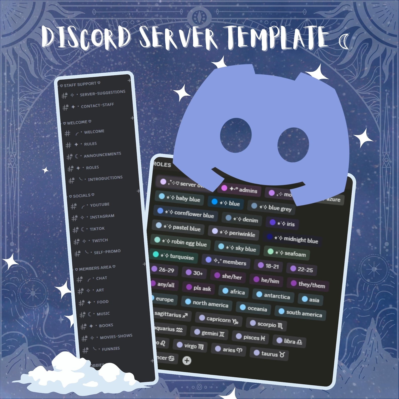 Cute Celestial Aesthetic Discord Server Template