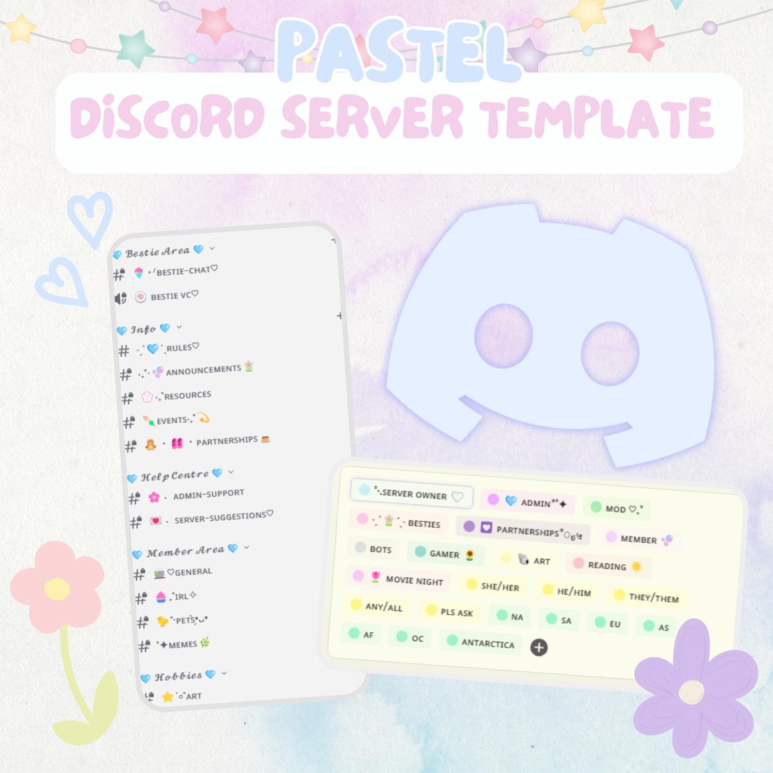Cute Pastel Aesthetic Discord Server Template