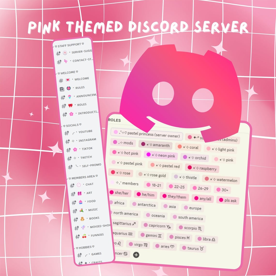 Cute Pink Aesthetic Discord Server Template