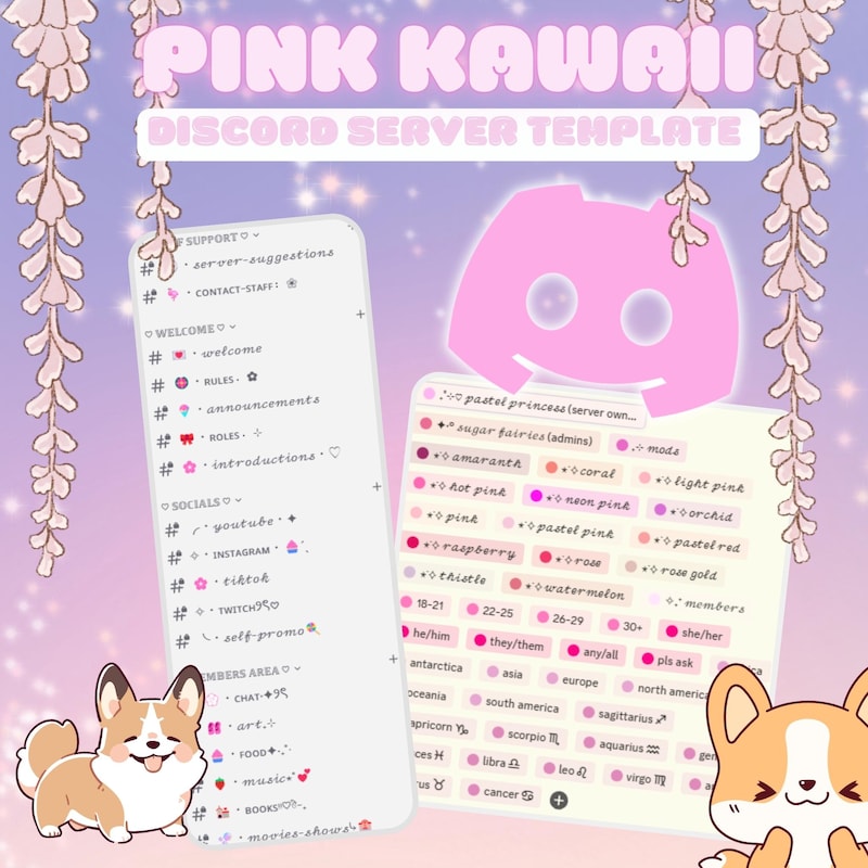 Pink Discord Template - Etsy
