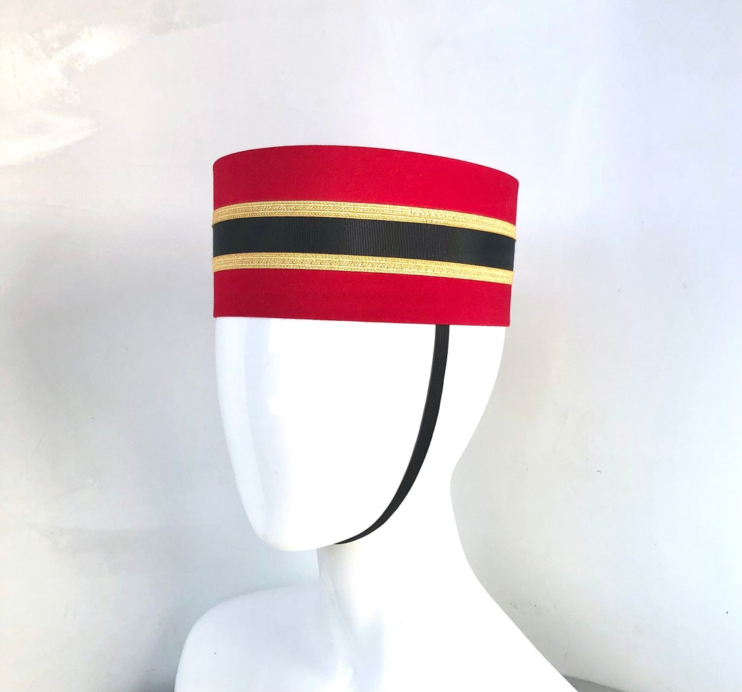Red Bellhop Usher Hat With Gold Trim- Dark Red/ Burgundy / Wine Custom ...