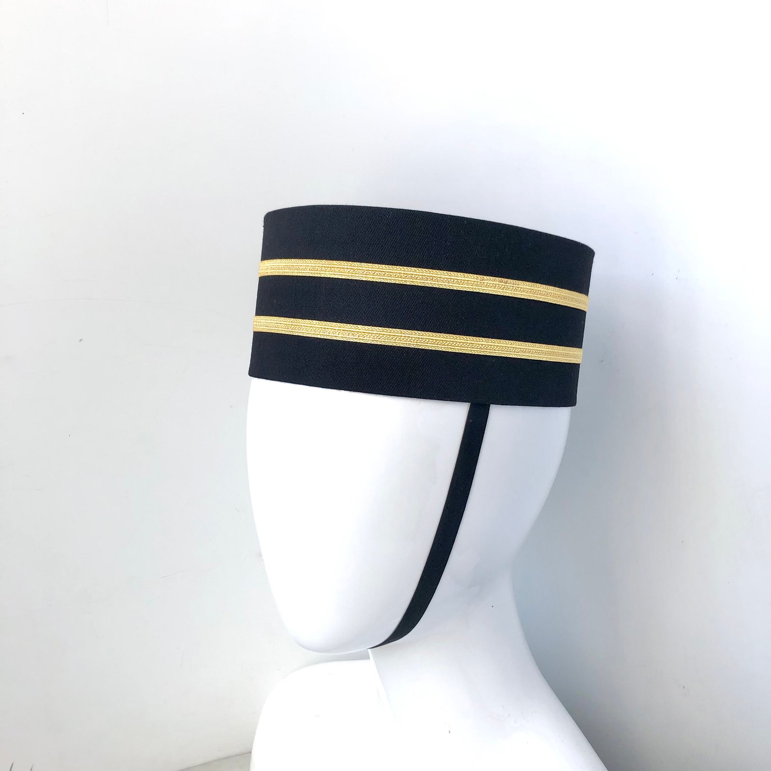 Bellhop - Usher Hat - in Black or Navy With Gold or Silver- Fits Head ...