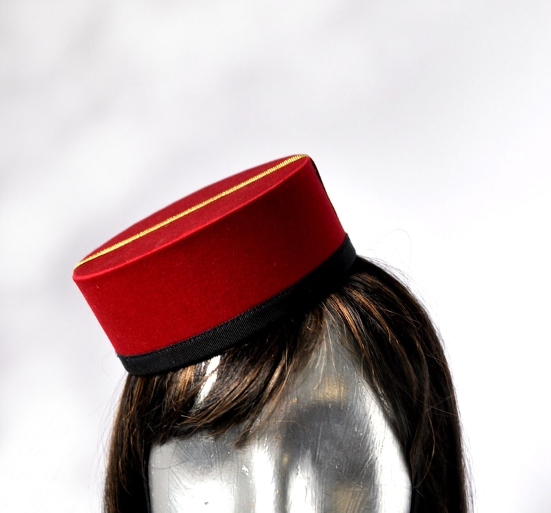 Pillbox Hat in Red: Bellhop Usher Style Gold or Silver Trim - Etsy