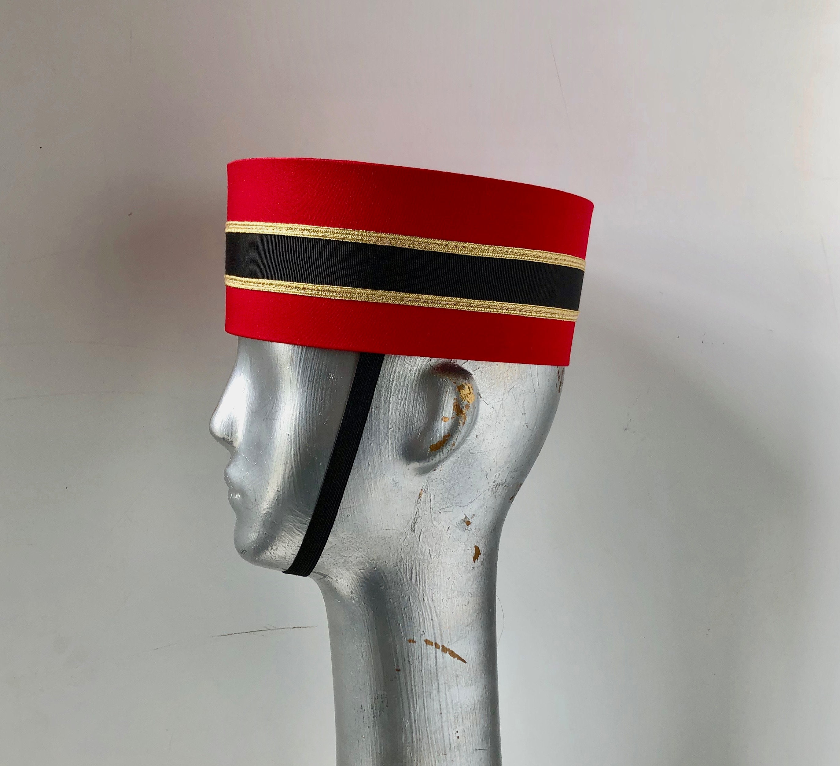 Red Bellhop Usher Hat With Gold Trim- Dark Red/ Burgundy / Wine Custom ...