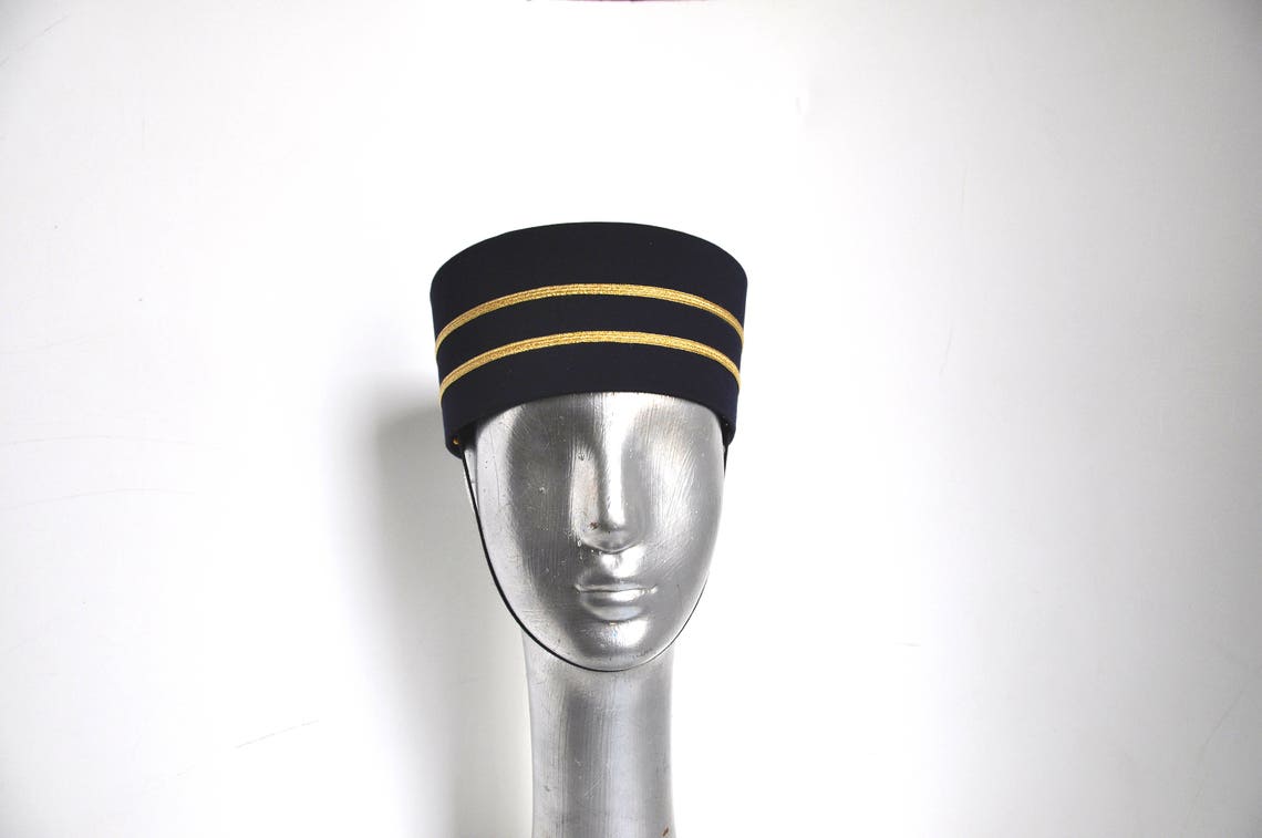 Bellhop Usher Hat in Black or Navy With Gold or Silver | Etsy