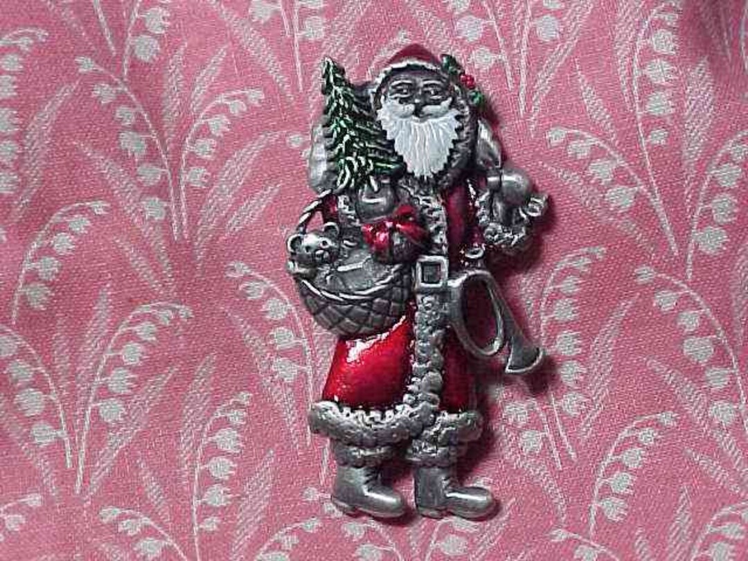 Vintage JJ Signed Standing Santa With Gifts Brooch Pin - Etsy