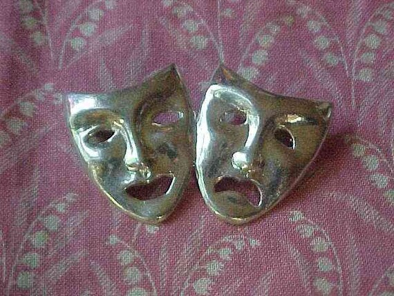 Vintage Sterling Comedy and Tragedy Mask Brooch Pin 8 Grams - Etsy