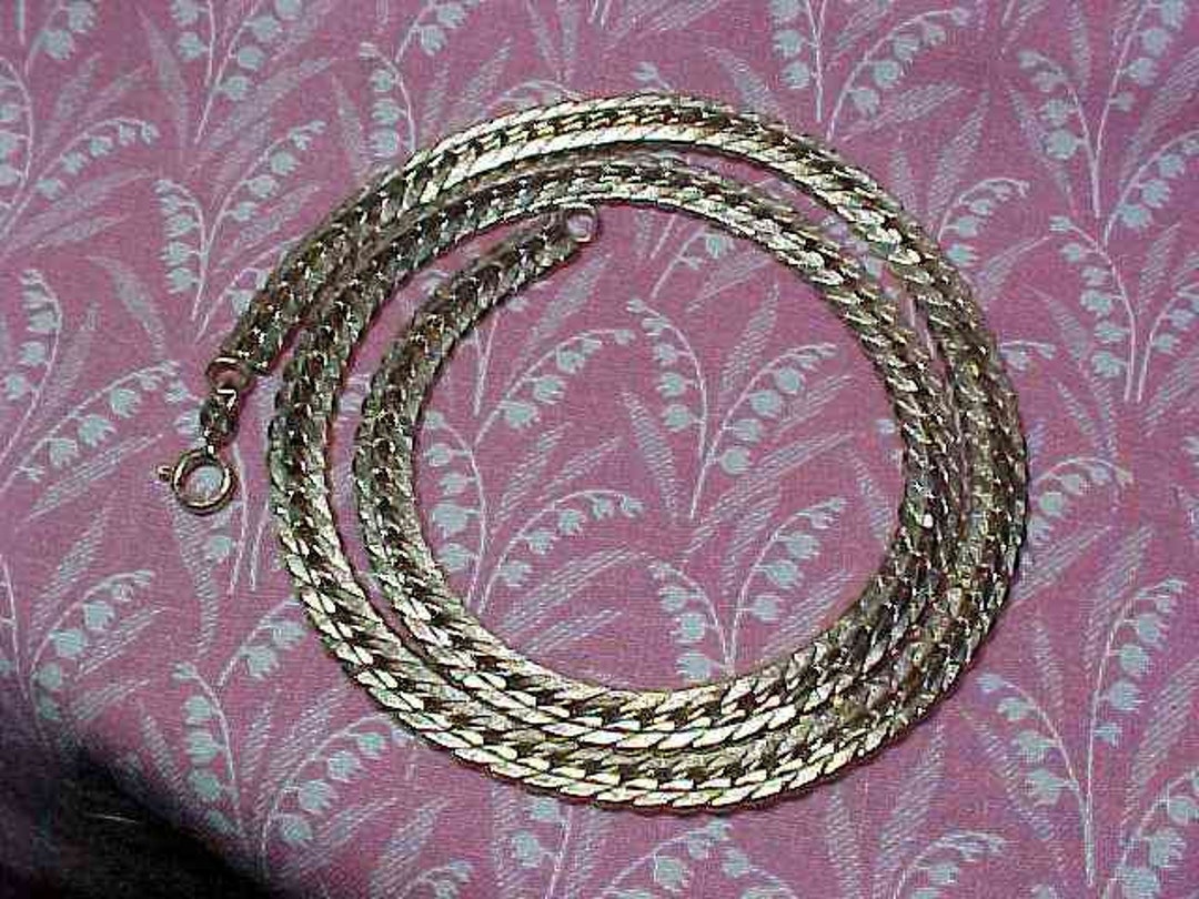 Vintage 14k Gold Filled Flat Textured and Smooth Chain Necklace 18 Inch ...