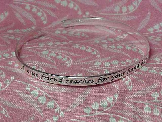 Vintage 925 Sterling A True Friend Motto Cuff Bracelet - Etsy