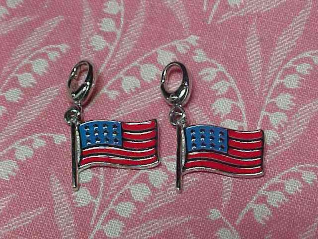2-925 Sterling and Enamel American Flag Bracelet Charms - Etsy