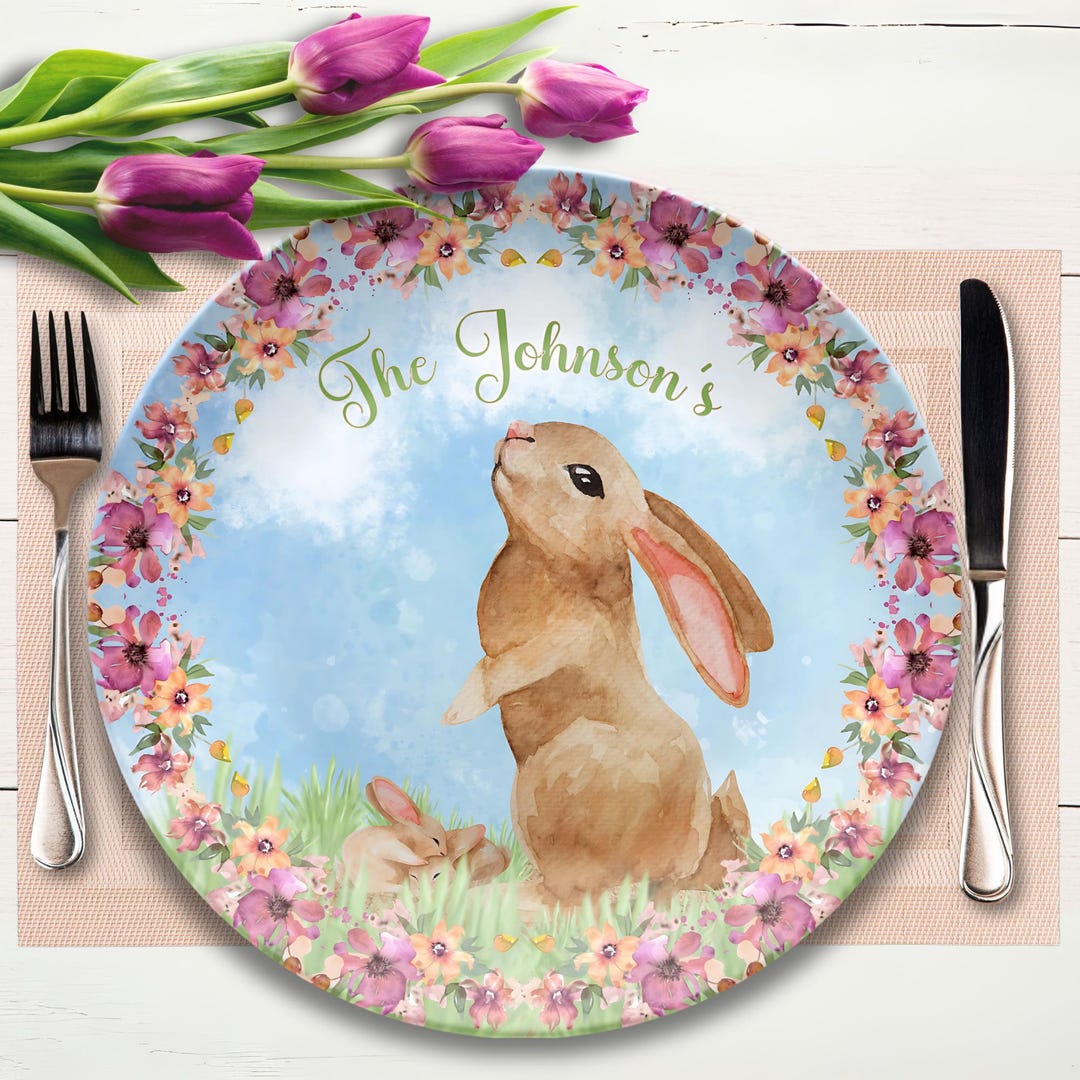 Easter Bunny Plates Personalized, Whimsical Easter Dinnerware Set ...