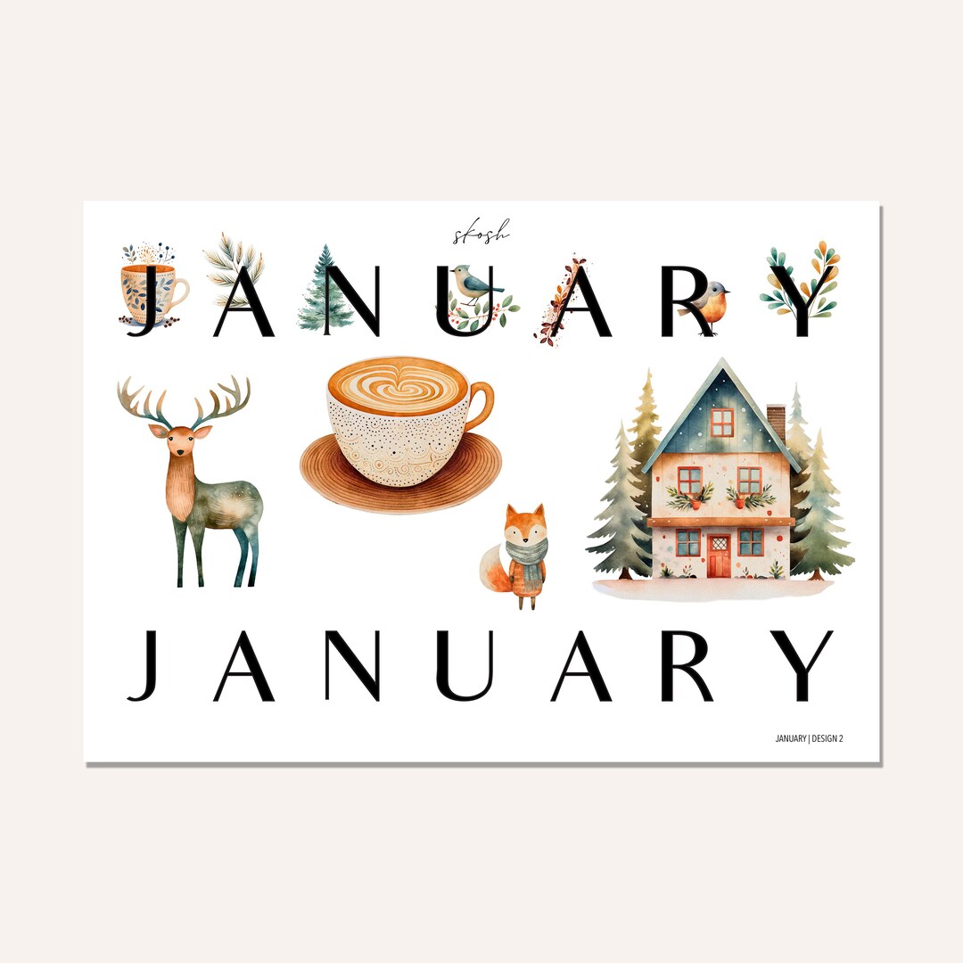 January Deco Lettering Sticker Sheet | Individually Cut Letters - Etsy