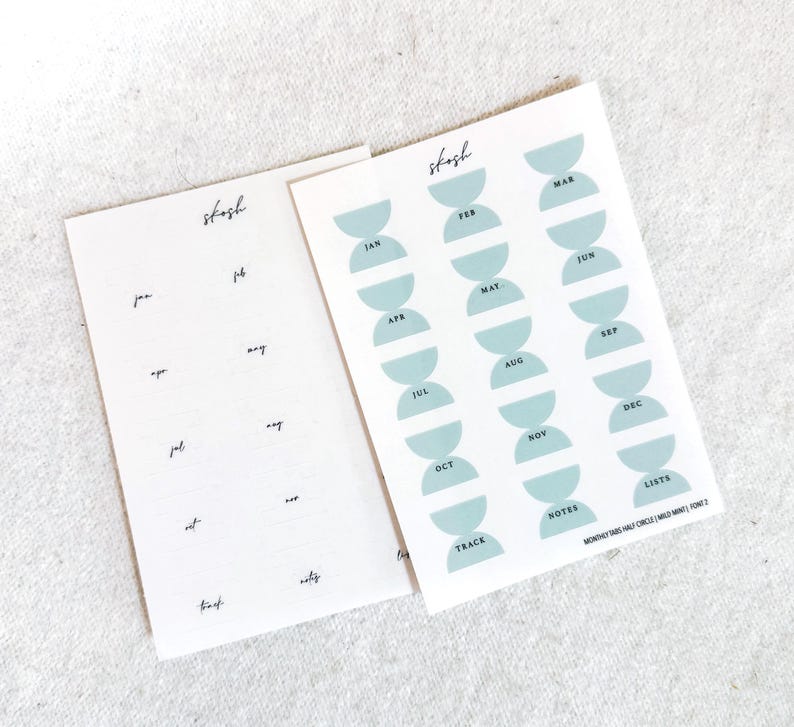 Monthly Tabs | Minimalist | Half Circle | Permanent - Etsy