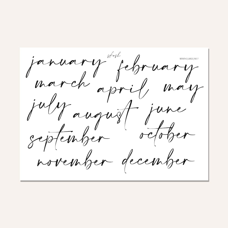 Large Months | Text Stickers | Ten Fonts | Washi | Options - Etsy