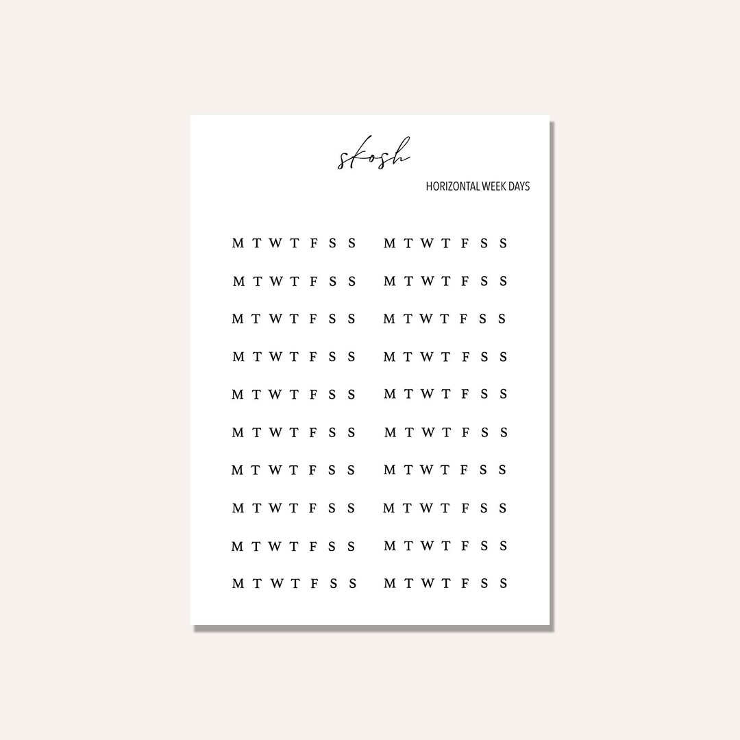 Small Week Days | Text Stickers | Horizontal or Vertical - Etsy
