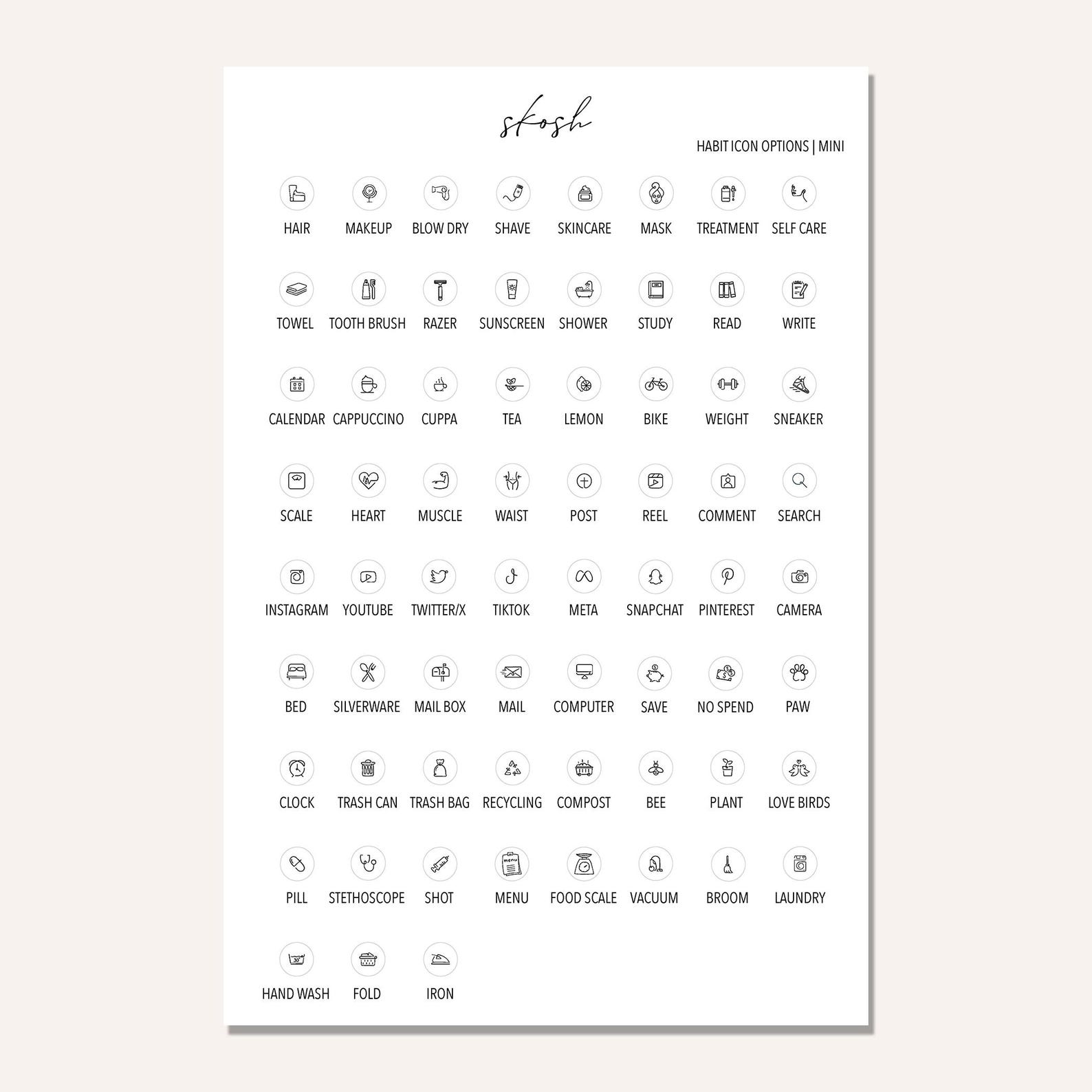Custom Habit Icons | Washi Sticker | Two Size Options - Etsy