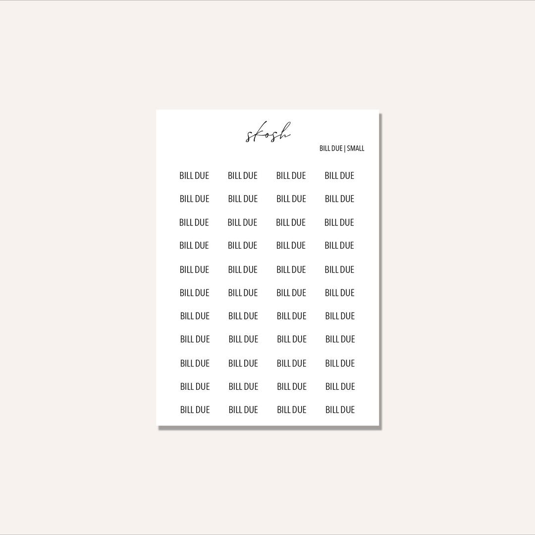 Bill Due| Text Stickers | Washi | Mini Size - Etsy