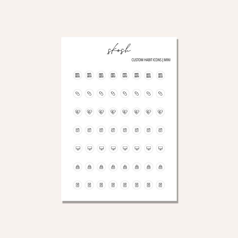 Custom Habit Icons | Washi Sticker | Two Size Options - Etsy