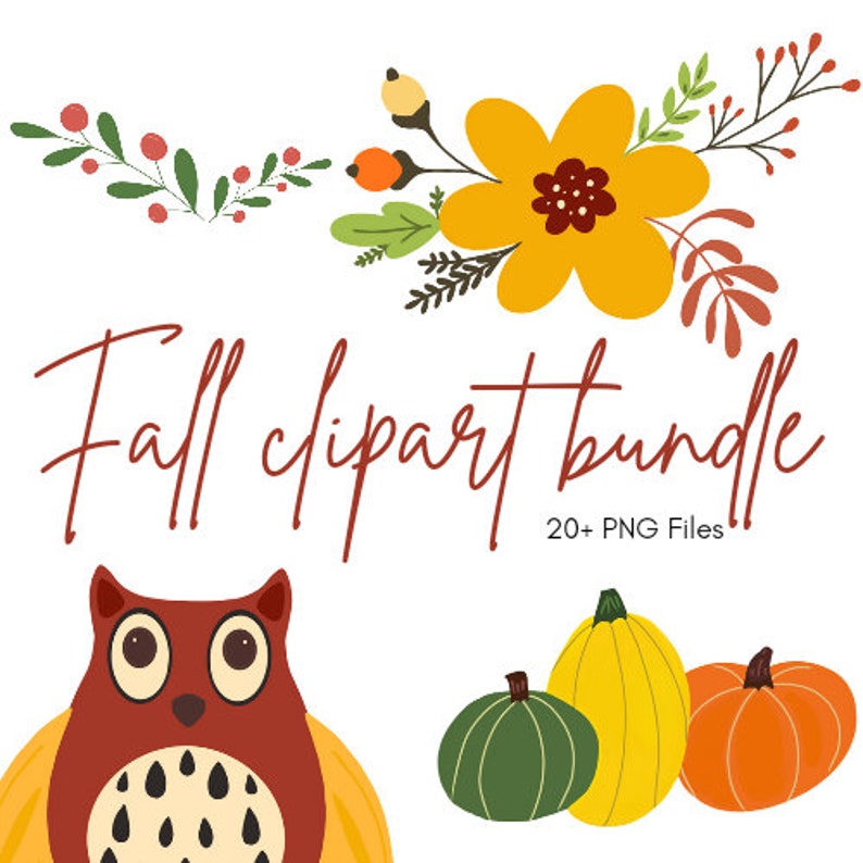 Fall Clipart Bundle With 20 PNG Files. Use on Stickers, Glass, Laptop ...