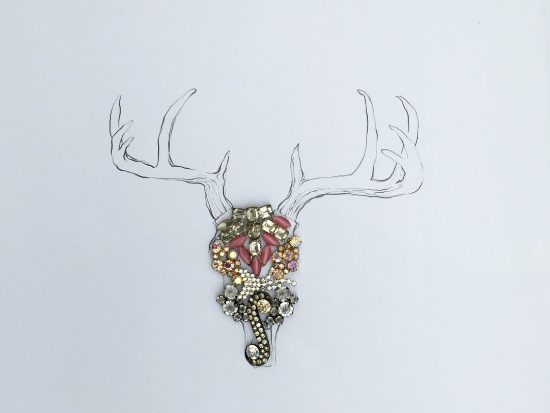 Rhinestone Antlers Mixed Media Photo Print - Etsy