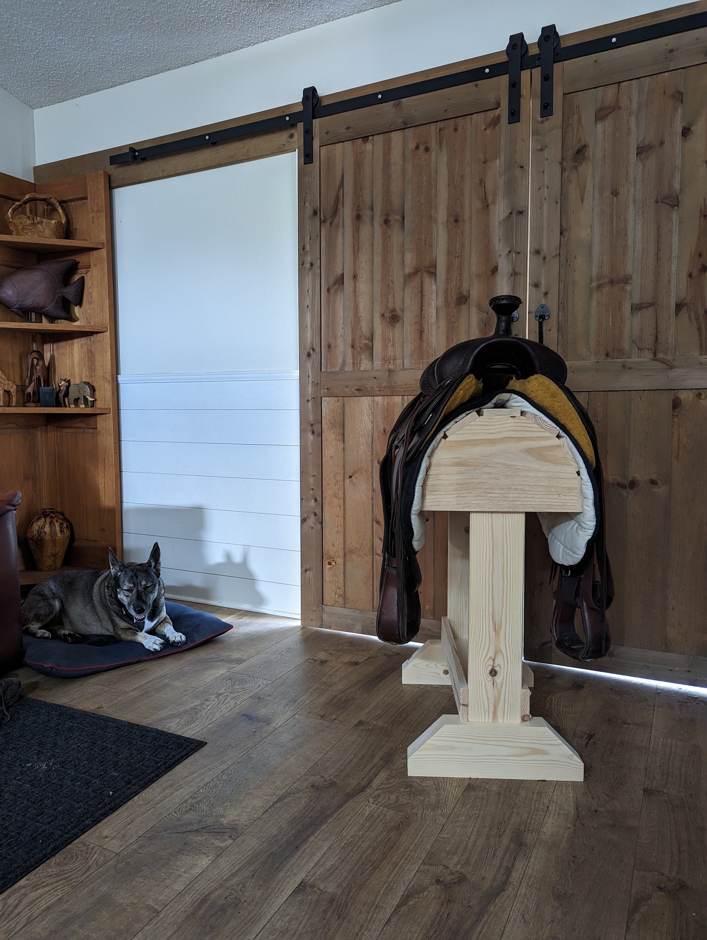 Unfinished Wood Saddle Stand: Solid Pine, Bottom Shelf - Etsy