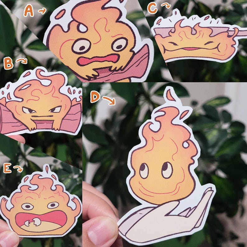 Calcifer Inspired Stickers | Matte | Ghibli | 5 Options | - Etsy