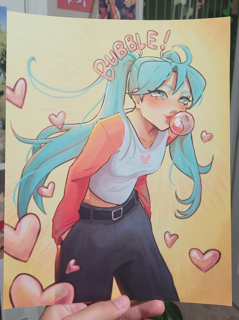 Art Print | 8" X 10 1/4" | Bubblegum Miku | Anime | Fanart - Etsy
