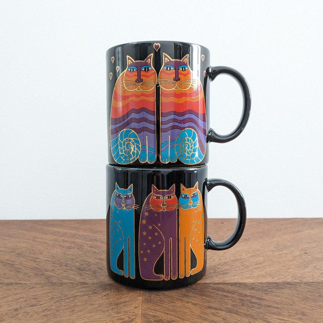Laurel Burch siamese Cats & rainbow Cats Mugs Set of 2 Large Ceramic ...