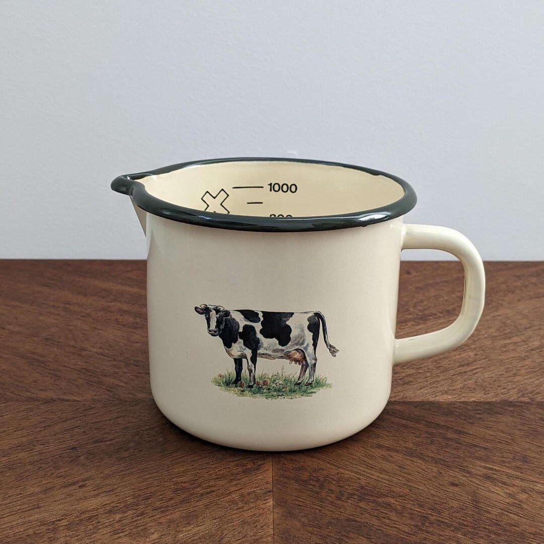 Vintage Enamelware 1 Lt. Measuring Cup / Jug | Normande Cow Motif ...