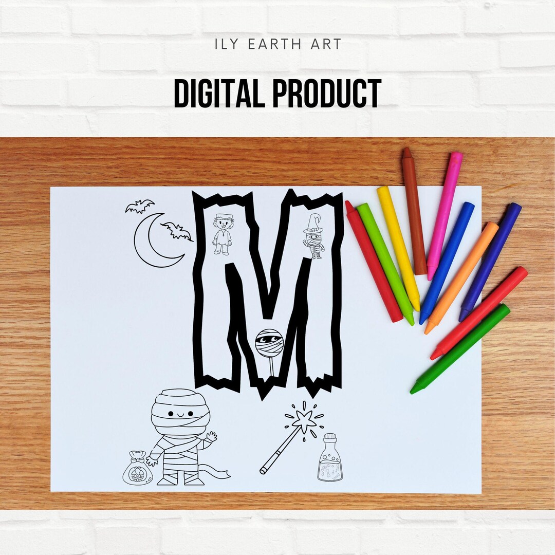 Halloween Alphabet and Numbers Coloring Pages - Etsy